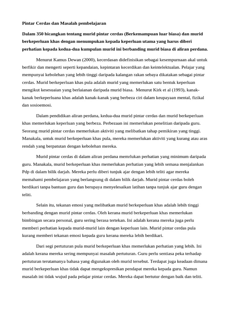 Pintar Cerdas Dan Masalah Pembelajaran | PDF