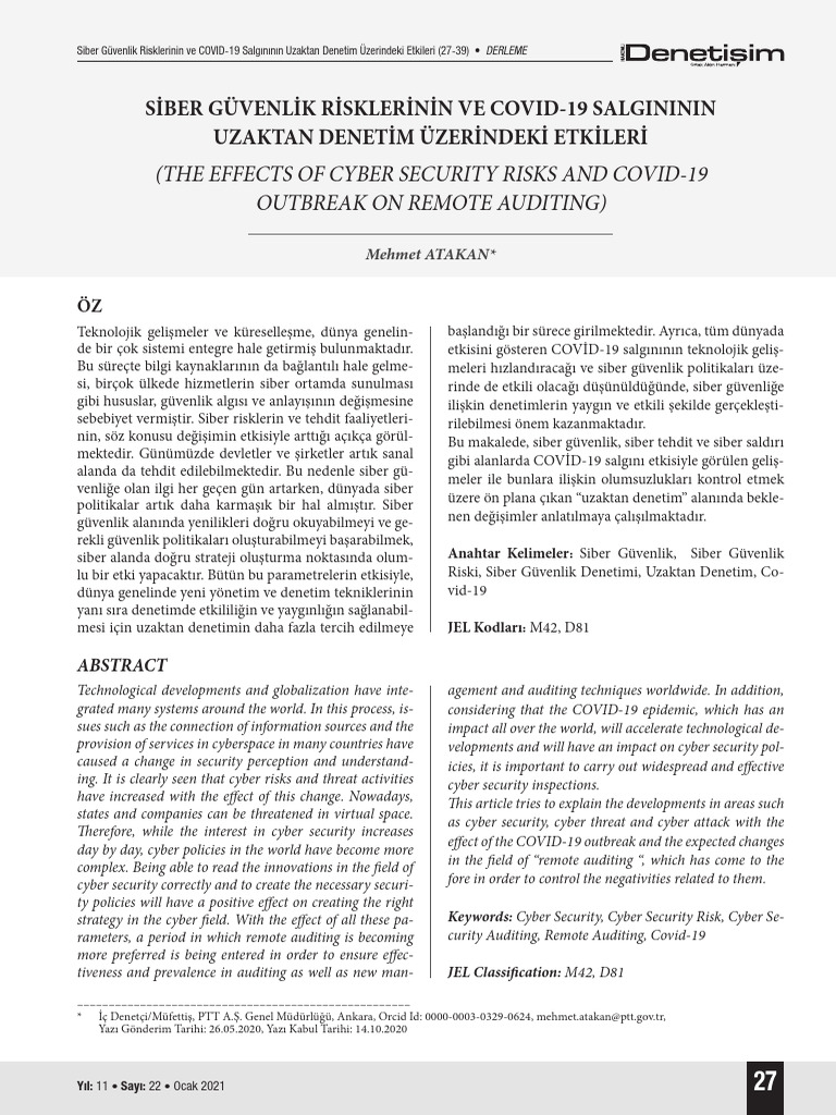 S__BER G__VENL__K VE COV__D 19 SALGININ UZAKTAN DENET__M __ZER__NDE ETK__LER__[#758709]-1171658 ...