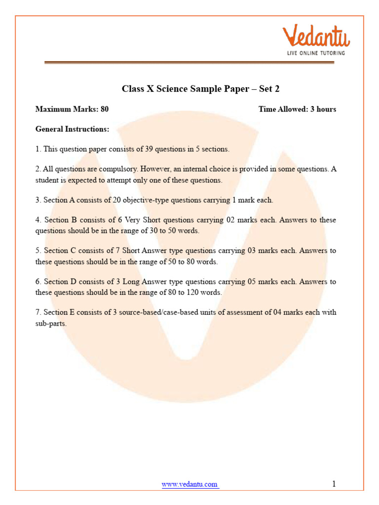 Class 10 Science Sample Paper | PDF | Zygosity | Dominance (Genetics)