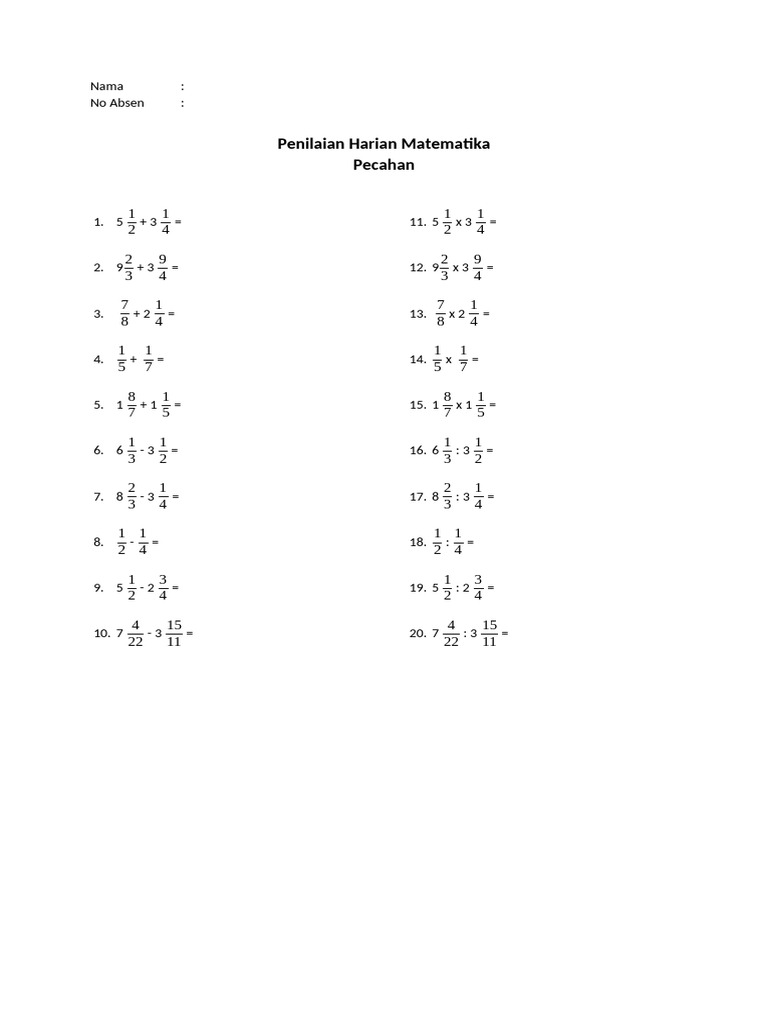 PH MTK Pecahan | PDF