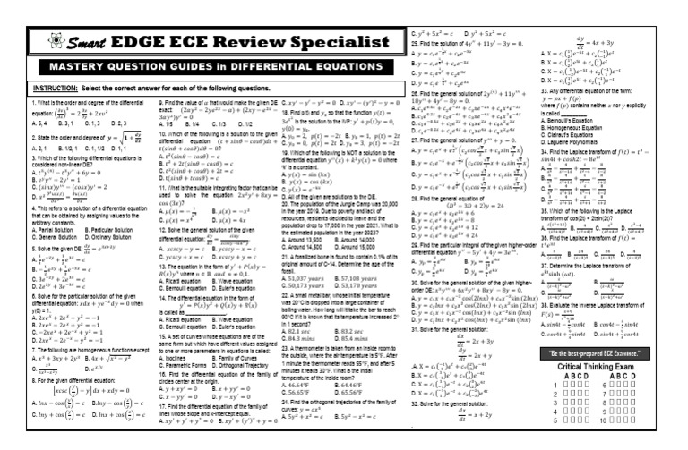 Differential Equations Guides | PDF | Equations | Mathematical Concepts