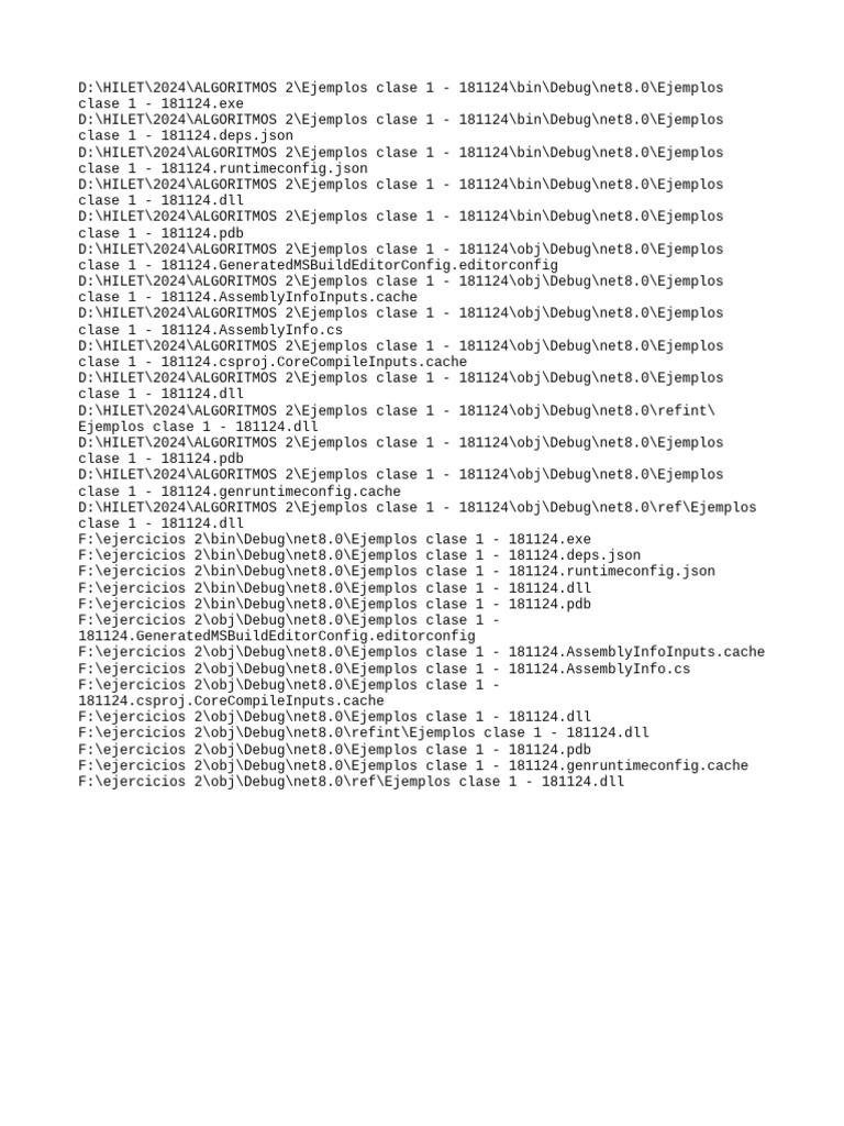 Ejemplos clase 1 - 181124.csproj.FileListAbsolute | PDF