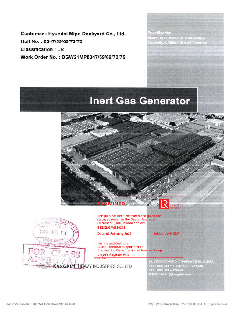 Kangrim Inert Gas Generator Data | PDF | Combustion | Oxygen