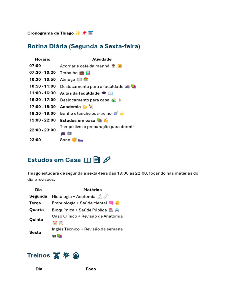 Cronograma Thiago | PDF
