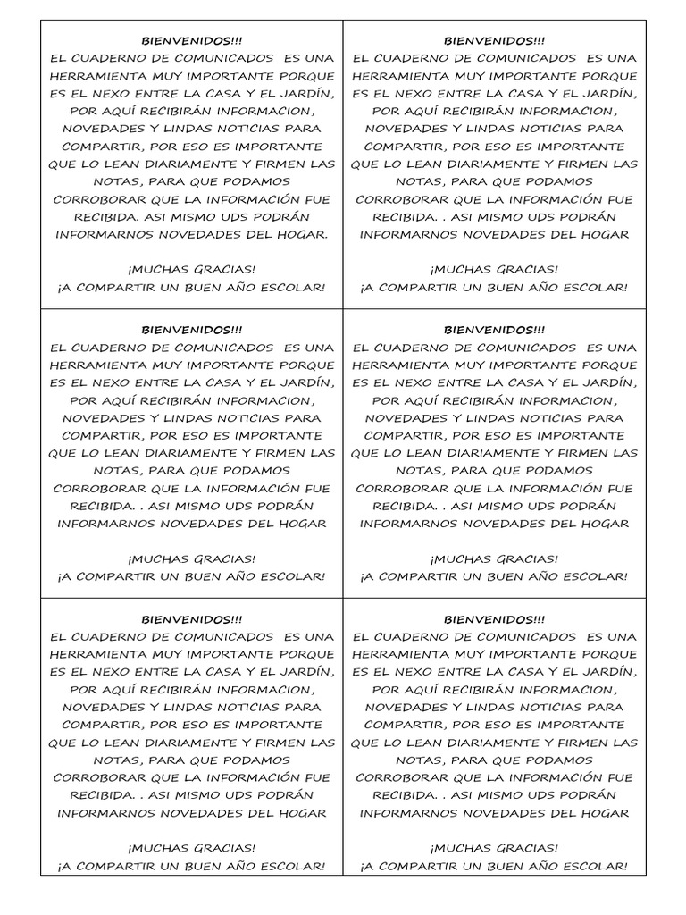 Cuaderno de Comunicados Escolar | PDF