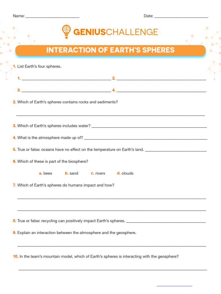 The Four Spheres Worksheet GG | PDF