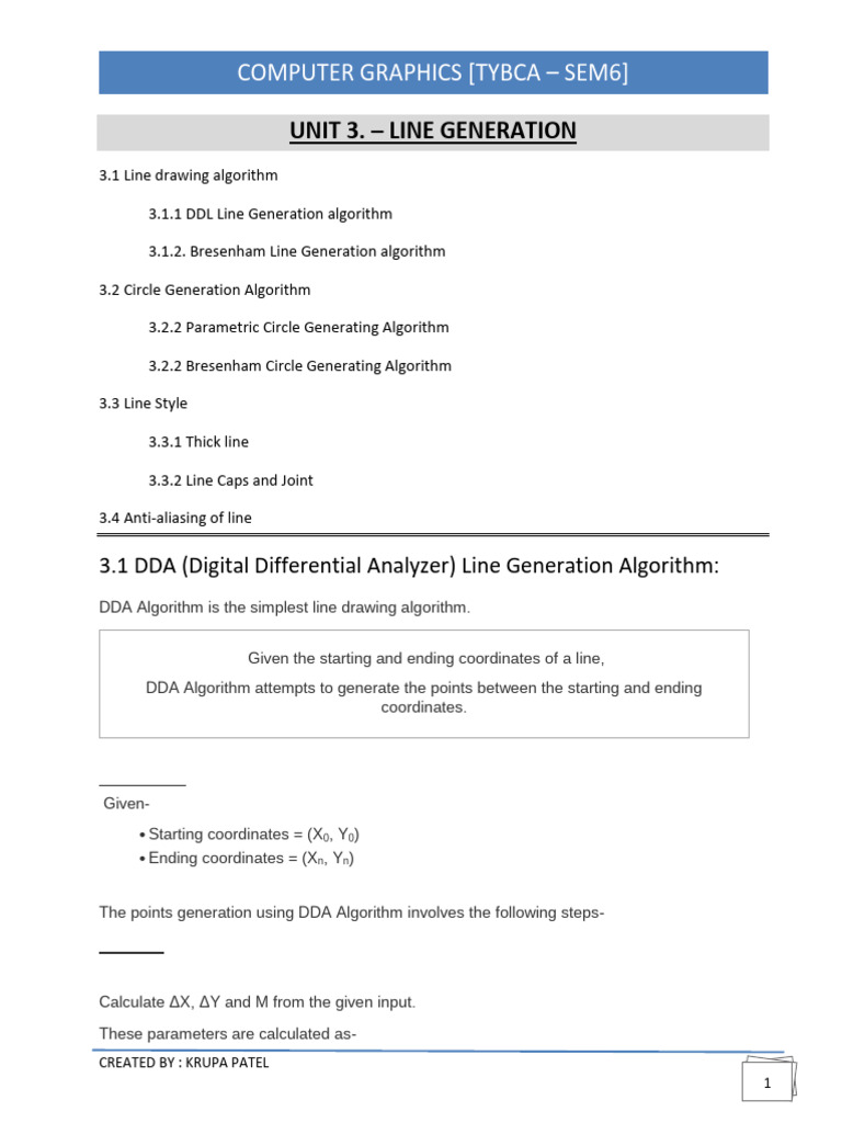 UNIT 3_line_generation | PDF | Mathematics | Computer Science