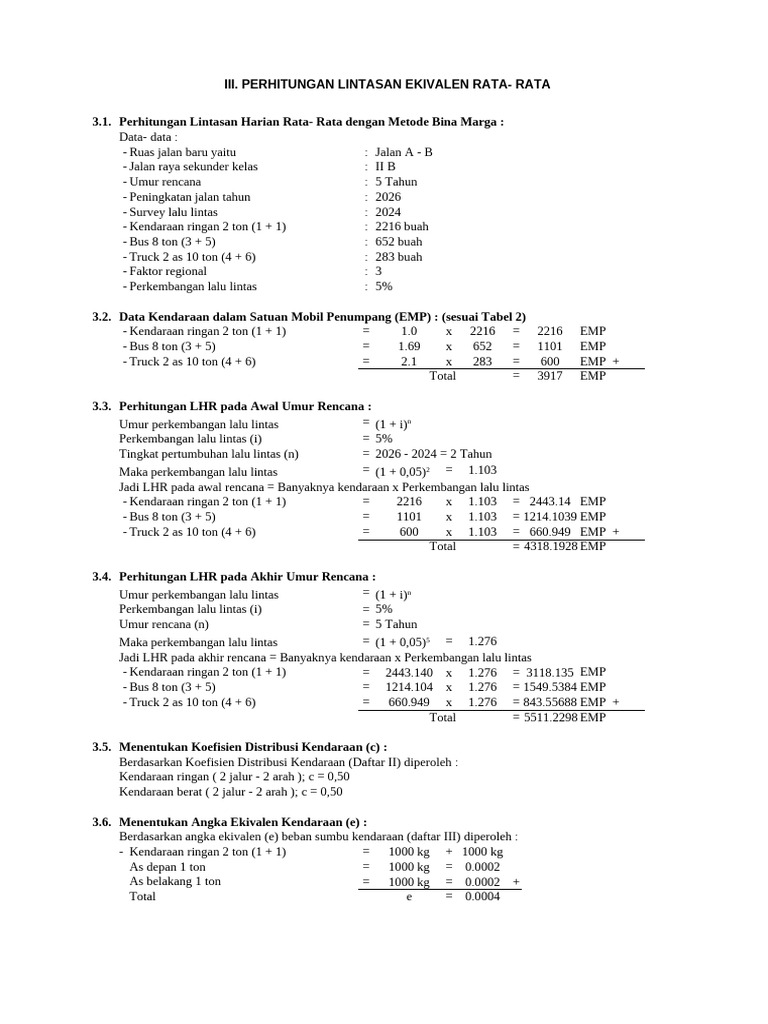 Perhitungan Lintasan Ekivalen Rata-Rata | PDF