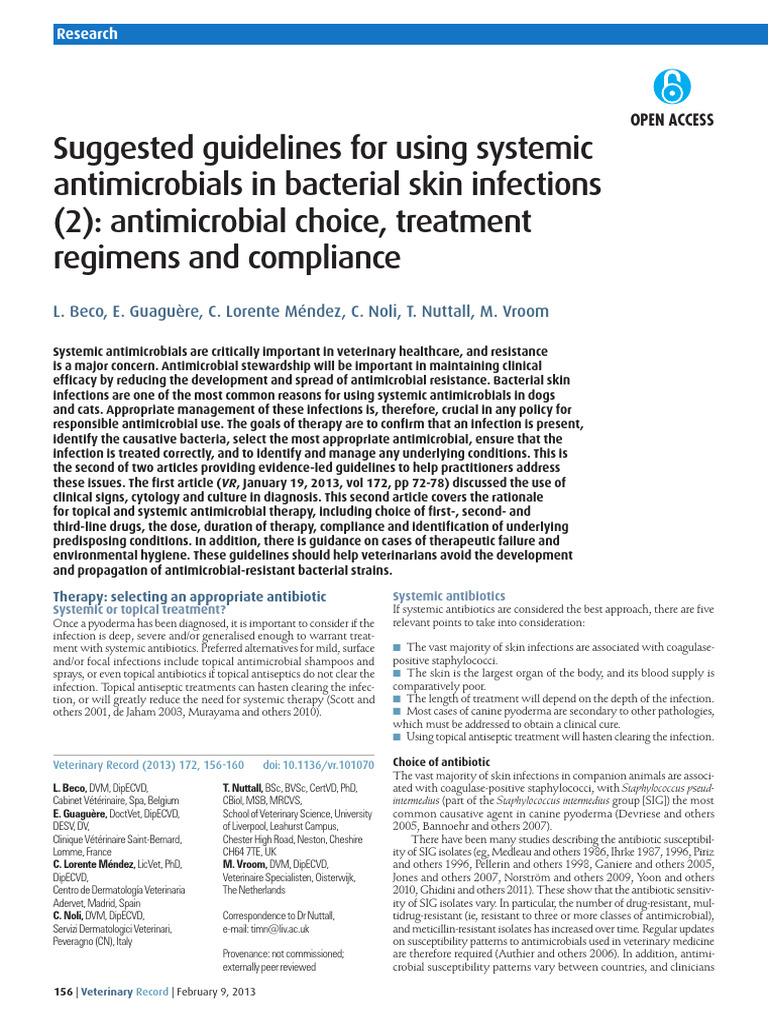 Suggested Guidelines For Using Systemic Antimicrobials in Bacterial ...
