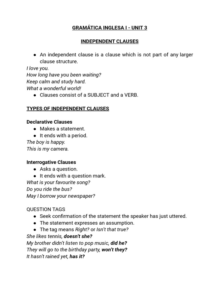 Gramatica Unidad 3 Pdf Verb Question