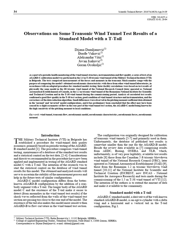 T38-Observations On Some Transonic Wind Tunnel Test Results of A ...