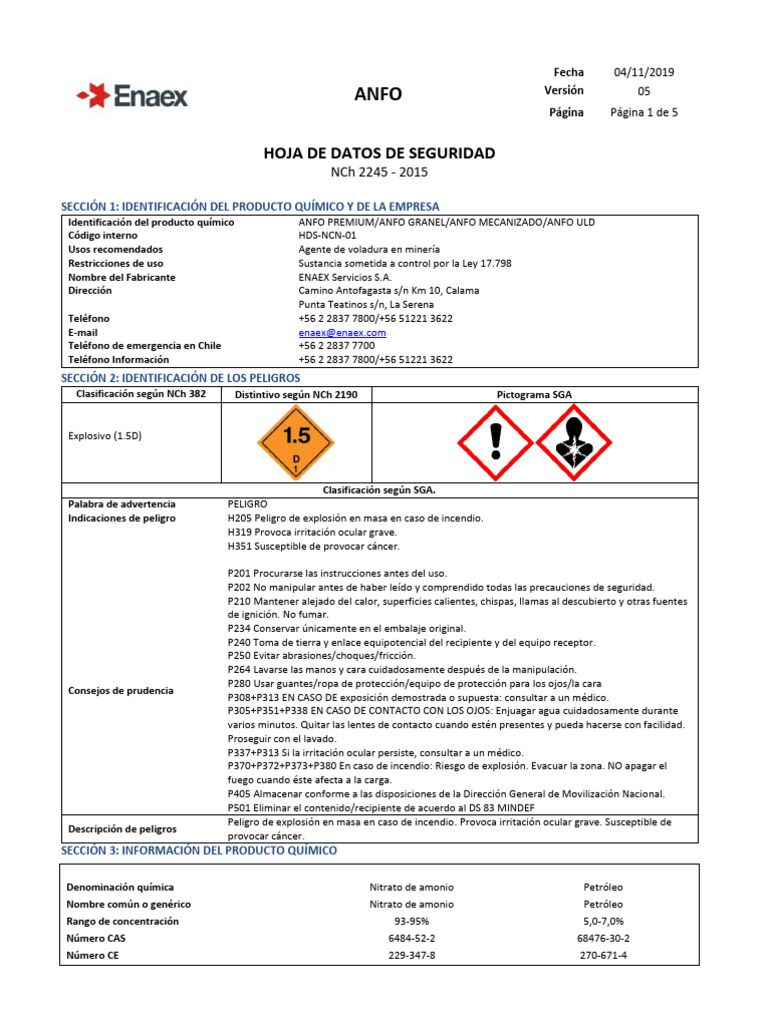 HDS Anfo | PDF | Nitrato | Amoníaco