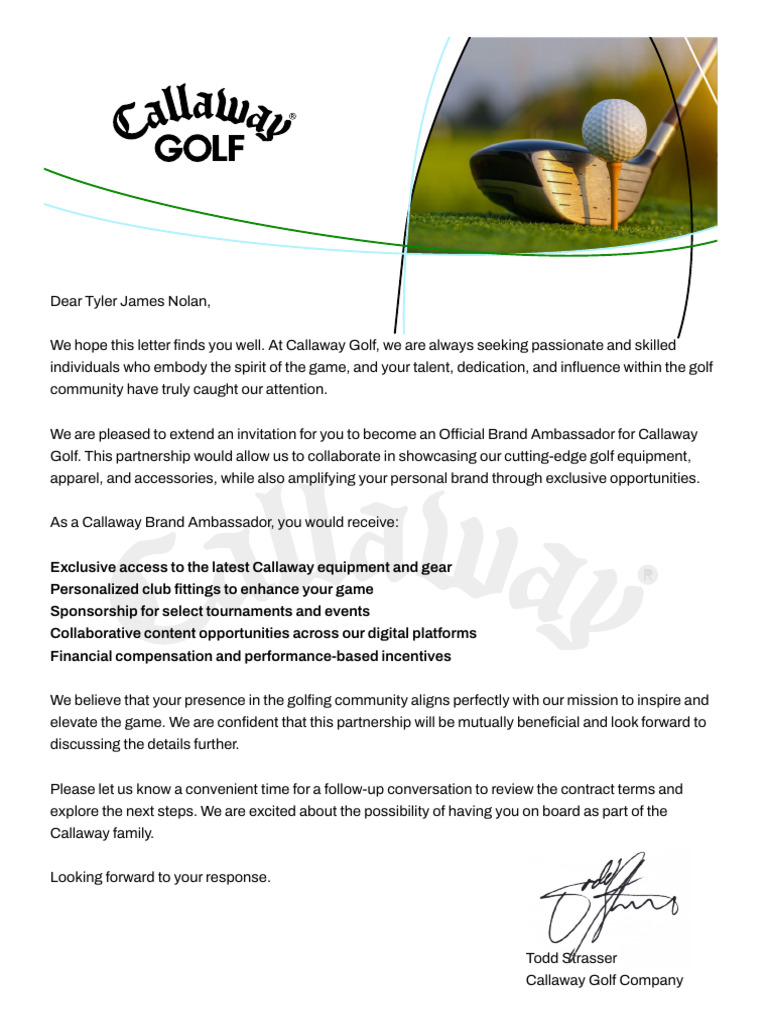 Callaway Brand Ambassador Invitation | PDF