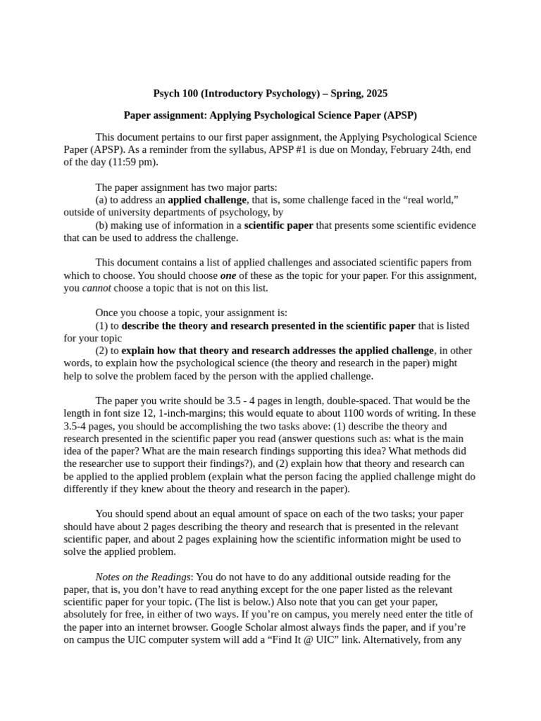 APSP 1 Topics SP25 | PDF