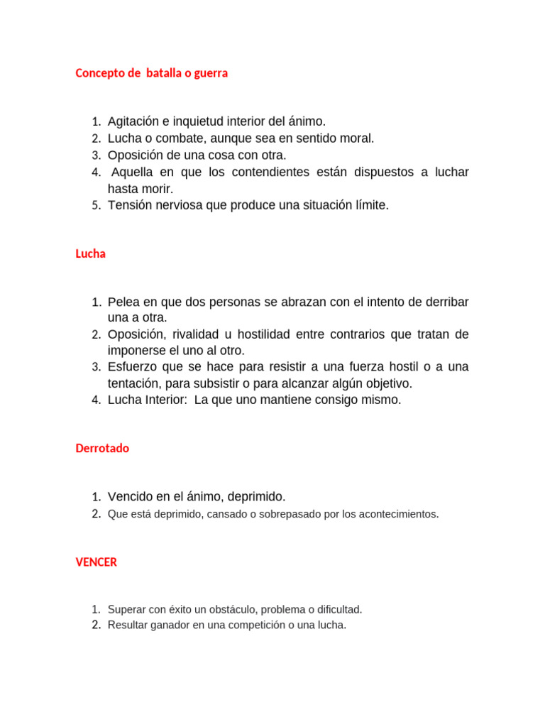 Conceptos de Batalla y Lucha | PDF
