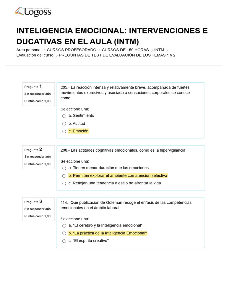 Evaluación de Inteligencia Emocional | PDF | Las emociones ...