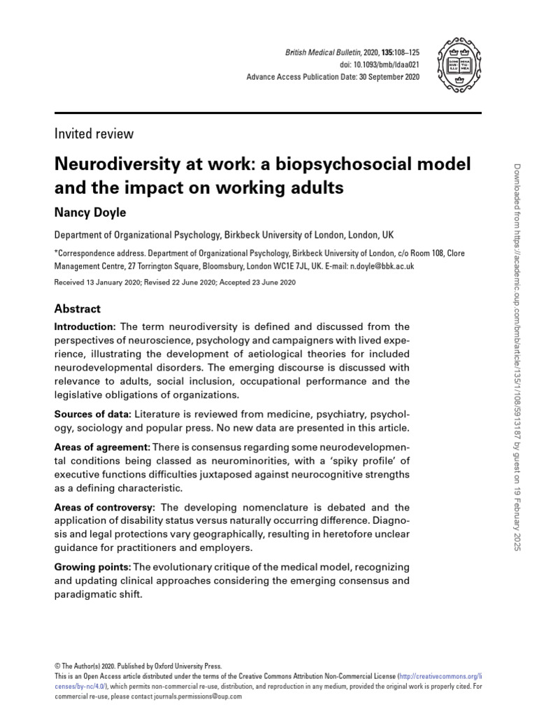 Articulo 1 The Biopsychosocial | PDF | Autism | Attention Deficit ...