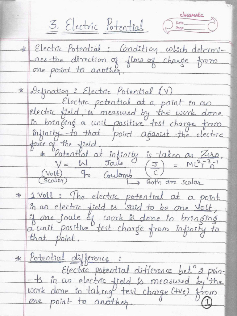 (Chapter - 3) Electric Potential | PDF