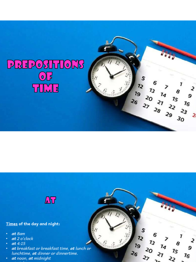 Prepositions of Time - Grammar | PDF
