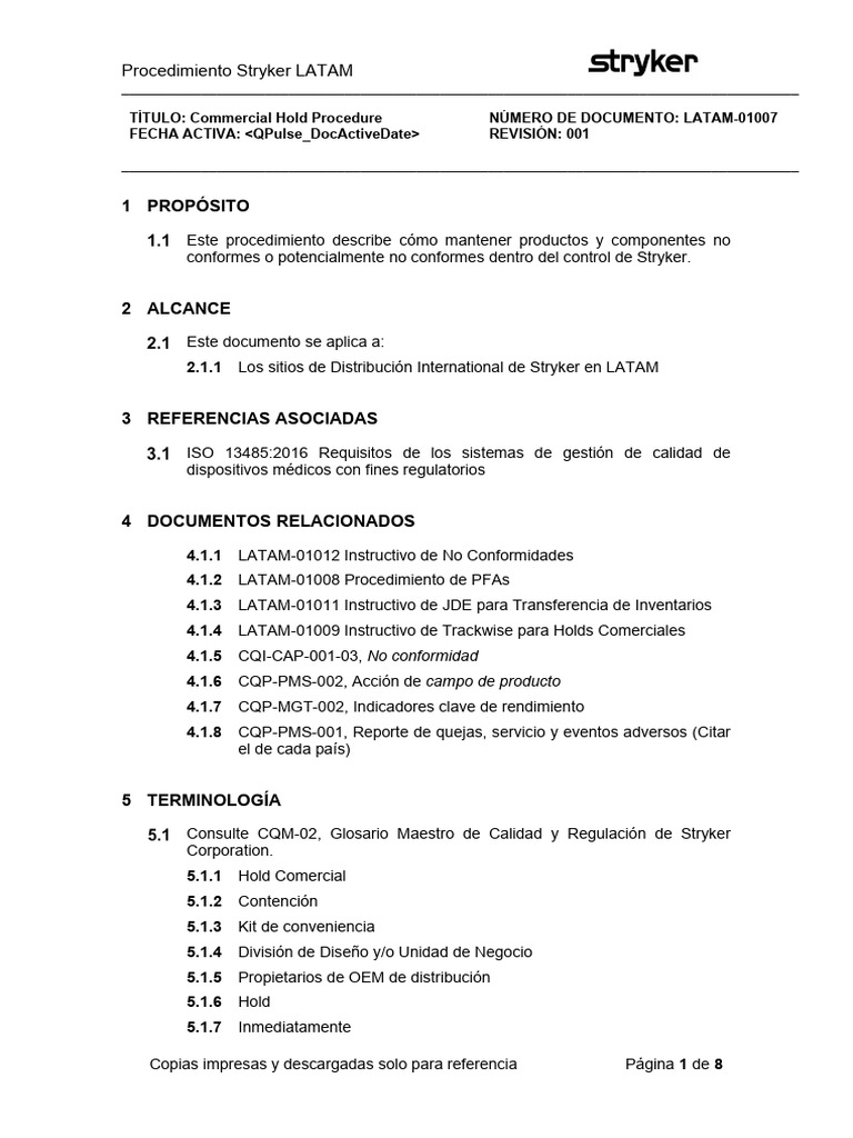Commercial Hold Procedure | PDF | Planificación de recursos ...