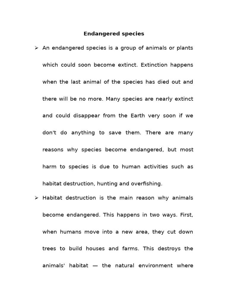 Endangered Species 【Problem and Solution作文1】 | PDF | Endangered Species ...