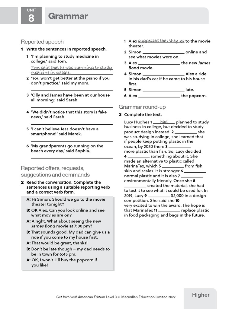 Grammar Higher U8 | PDF