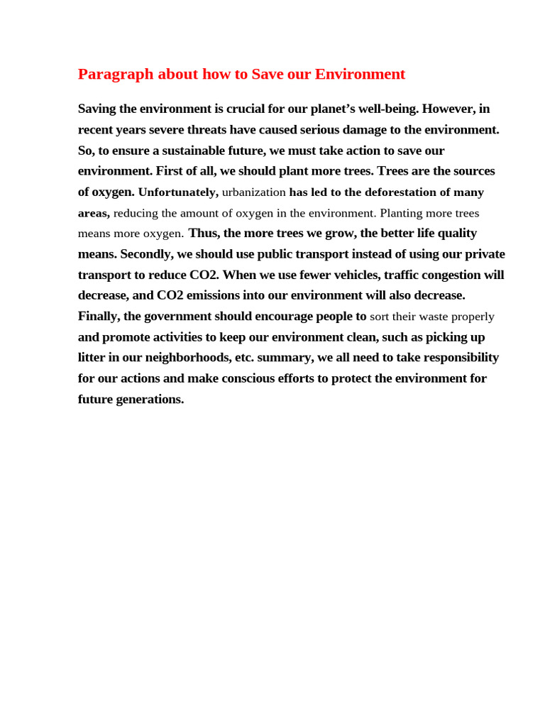 Essential Tips to Save the Environment | PDF