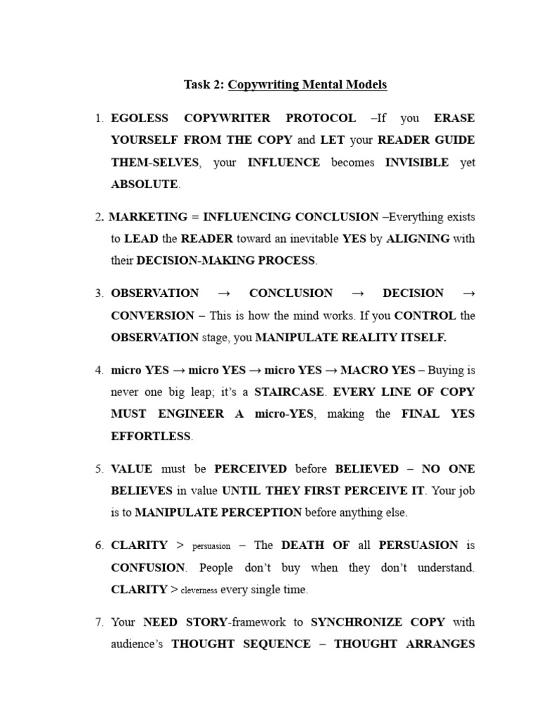 Task 2 Copywriting Mental Models and Triggers - Symington | PDF | Mind ...
