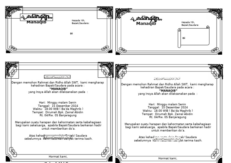 Undangan Acara Manaqib 15 Desember | PDF