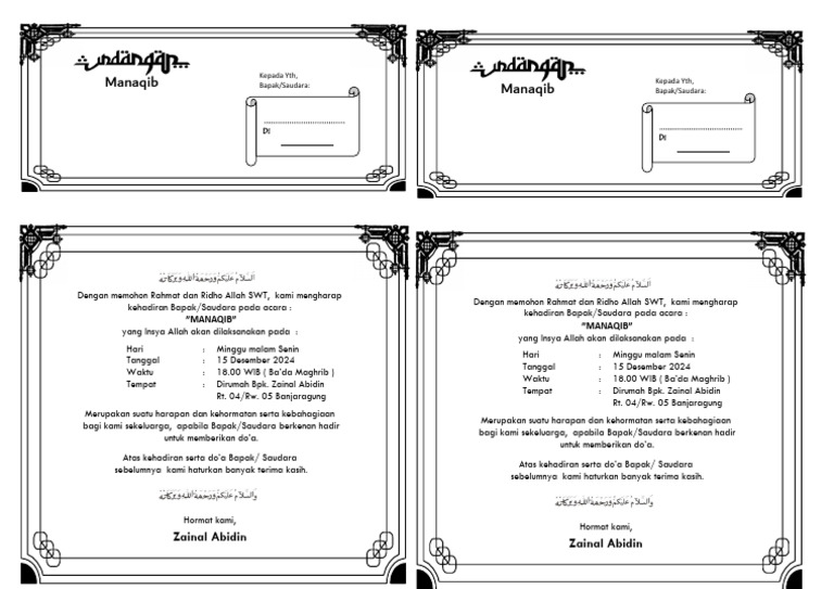 Undangan Manaqib | PDF