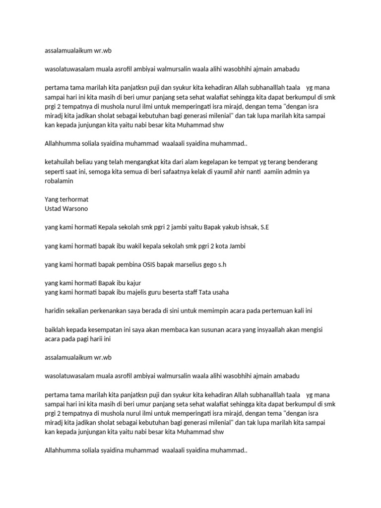 Susunan Acara Isra Iraj Pgri | PDF