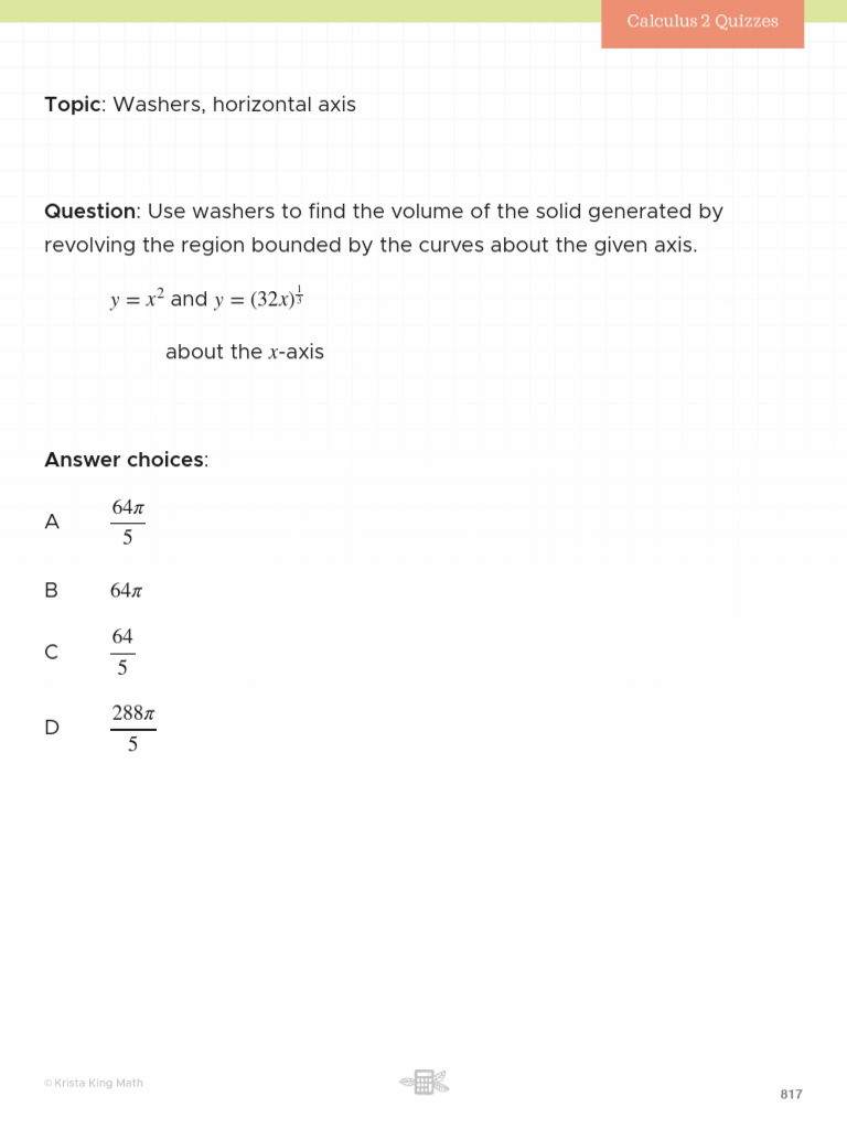 Washers, Horizontal Axis | PDF | Cartesian Coordinate System | Area