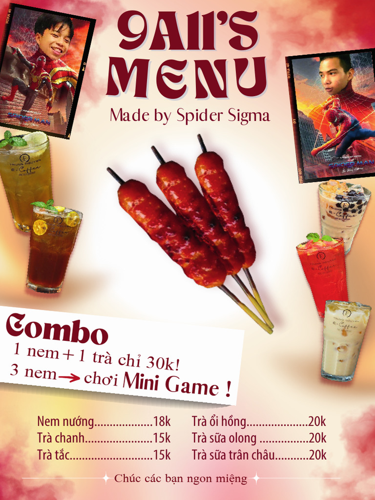 Made by Spider Sigma: 9A11'S Menu | PDF