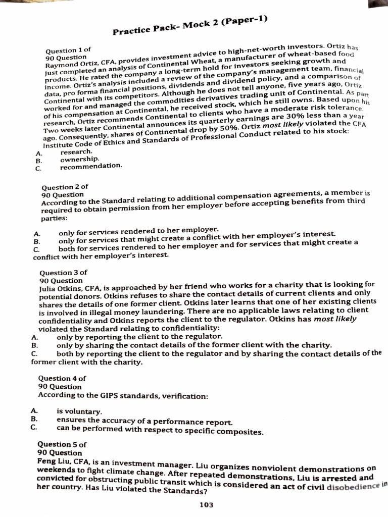 Sample Mock 1 | PDF | Employment | Investing
