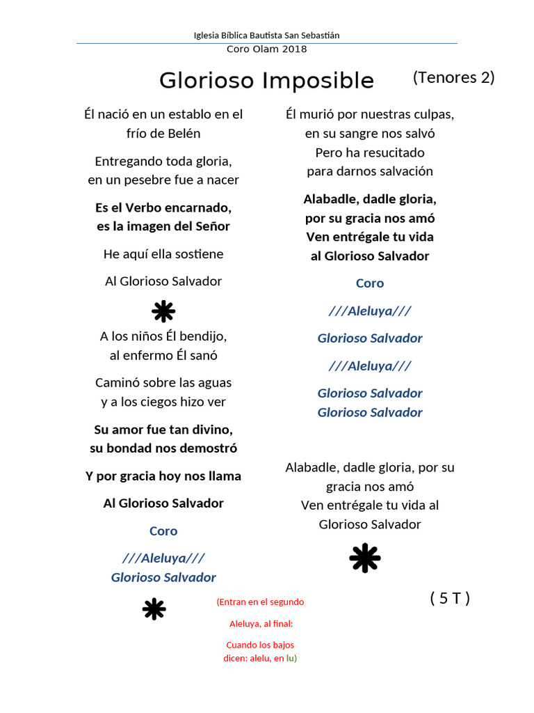 Glorioso Salvador: Letra y Alabanza | PDF