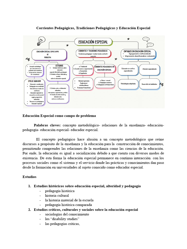 Corrientes y Tradiciones en Educación Especial | PDF | Educación ...