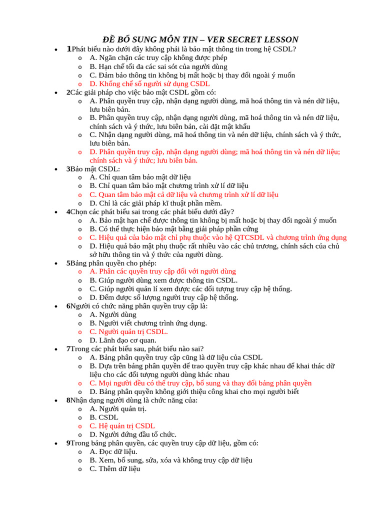 Đề Kiểm Tra Cuối Kì 2 Môn Tin Ver Secret | PDF