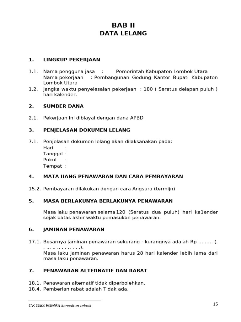 BAB II Data Lelang | PDF
