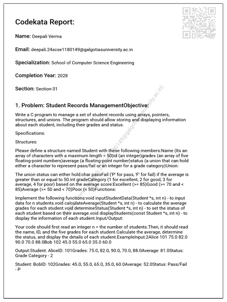Codekata Report 1736409265770 | PDF | Pointer (Computer Programming) | Integer (Computer Science)