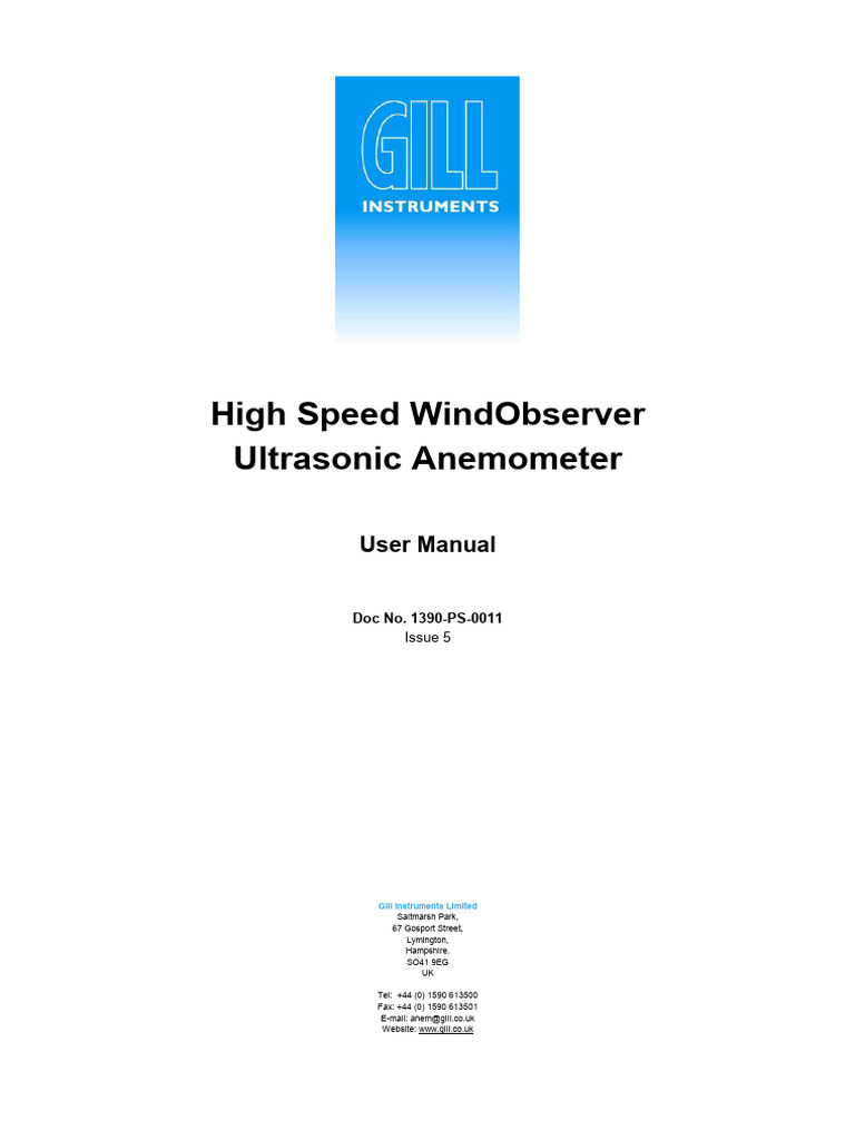 GILL wind sensor | PDF | Power Supply | Radar