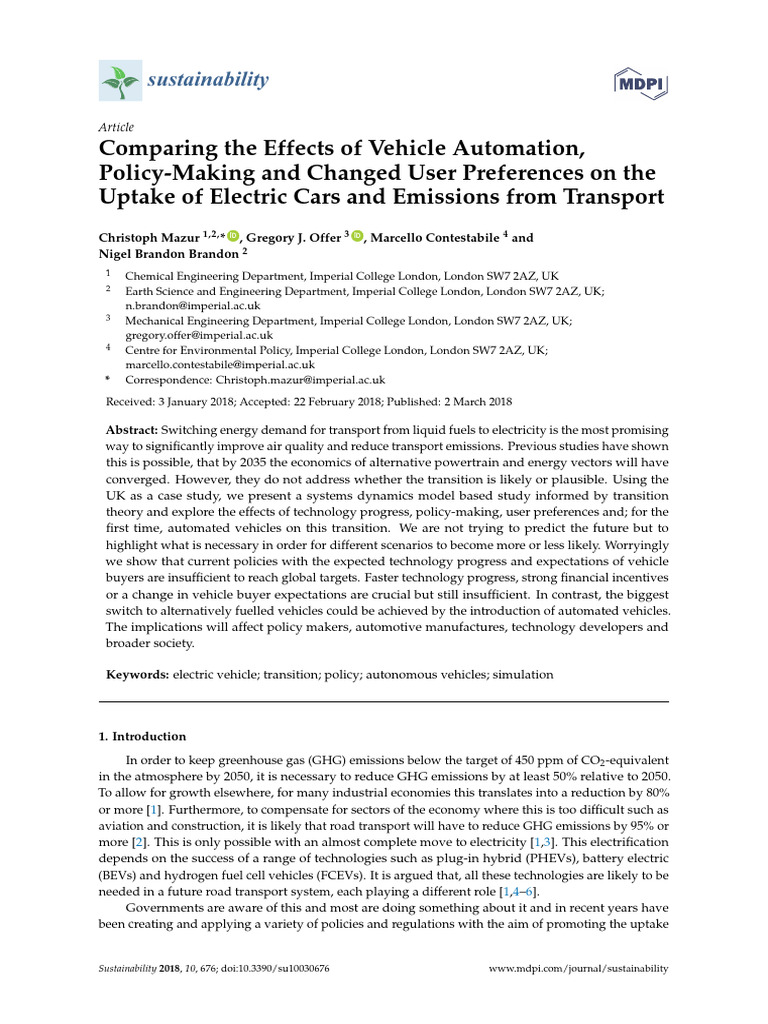 Comparing The Effects of Vehicle Automation, Policy-Making and Changed ...