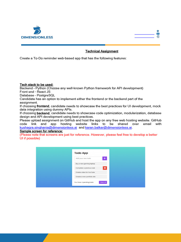 Technical Assignment FullStackInternRole | PDF
