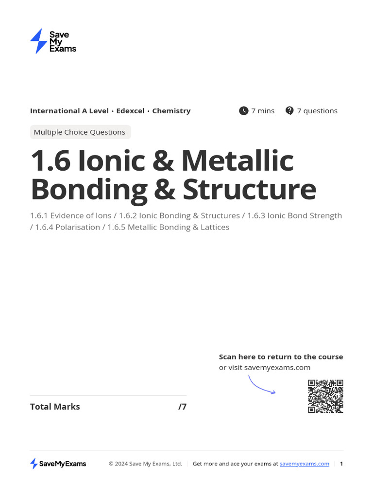 1 6 Ionic Metallic Bonding Structure MXw0Dsg3wHStstre | PDF | Ion ...