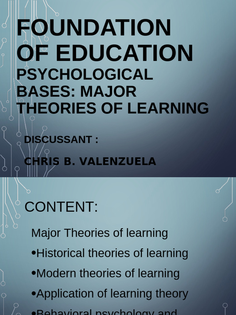 Major Learning Theories Explained | PDF | Learning | Learning Theory ...