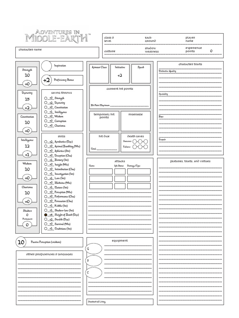 D&D Character Sheet Template | PDF | Tabletop Games | Role Playing Games