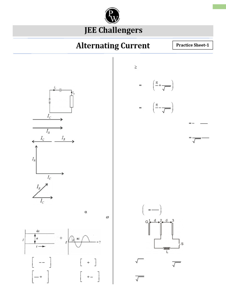 Alternating Current 01 - Practice Sheet - JEE Challengers 2023 | PDF | Inductor | Inductance