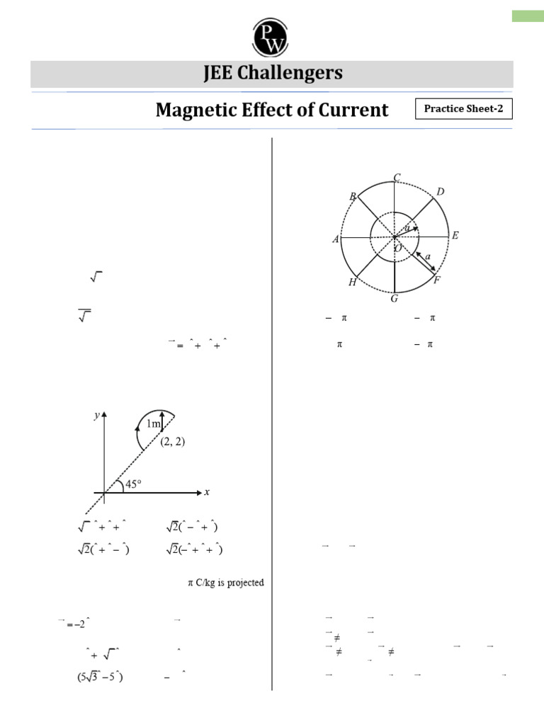 Magnetic Effect of Current 02 _ Practice Sheet __ JEE Challengers 2023 | PDF | Magnetic Field ...