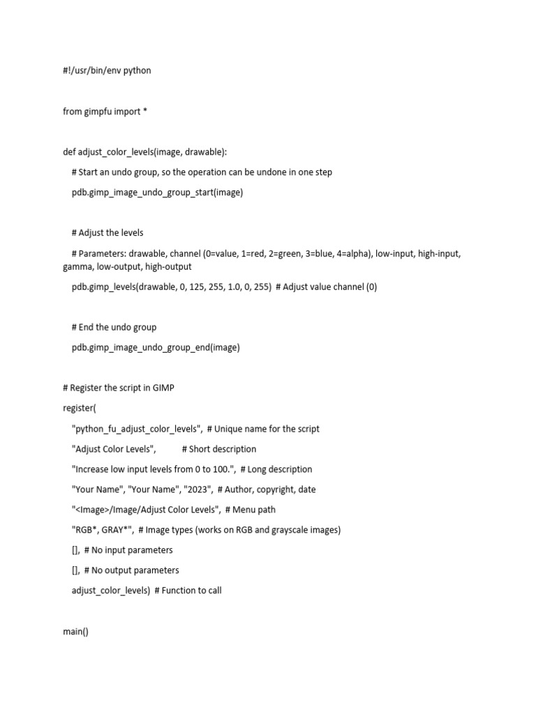 Gimp Script Adjust Color Levels | PDF
