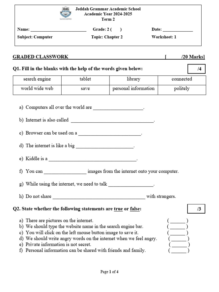 Computer g1 Graded Worksheet 1 Ch2 | PDF | Computing | Cyberspace