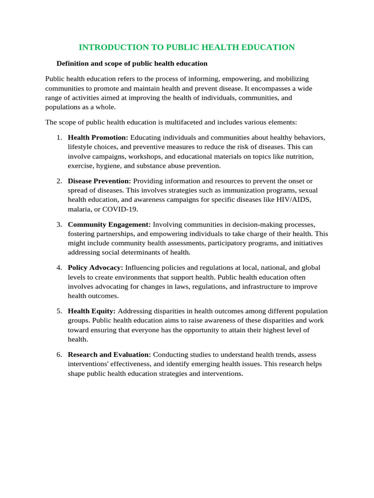 1 Public Health Education | PDF | Oral Hygiene | Periodontology